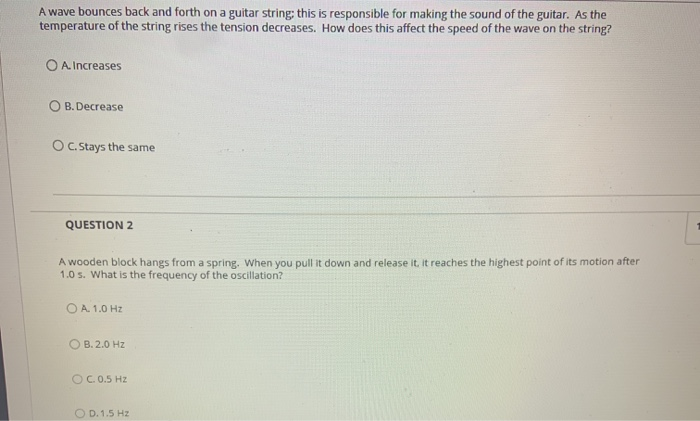 Solved A wave bounces back and forth on a guitar string this | Chegg.com