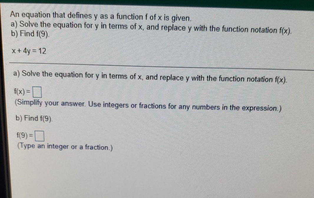 Solved An equation that defines y as a function f of x is | Chegg.com