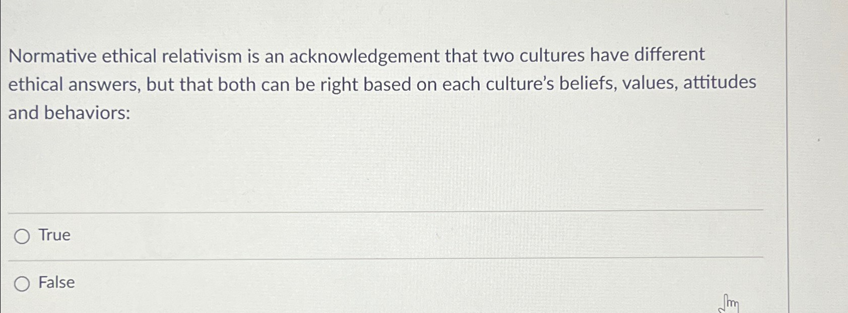 Solved Normative ethical relativism is an acknowledgement | Chegg.com