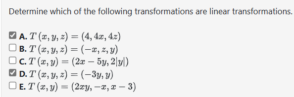 Determine which of the following transformations are | Chegg.com