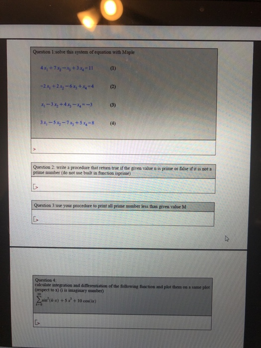 Question 1:solve this system of equation with Maple | Chegg.com