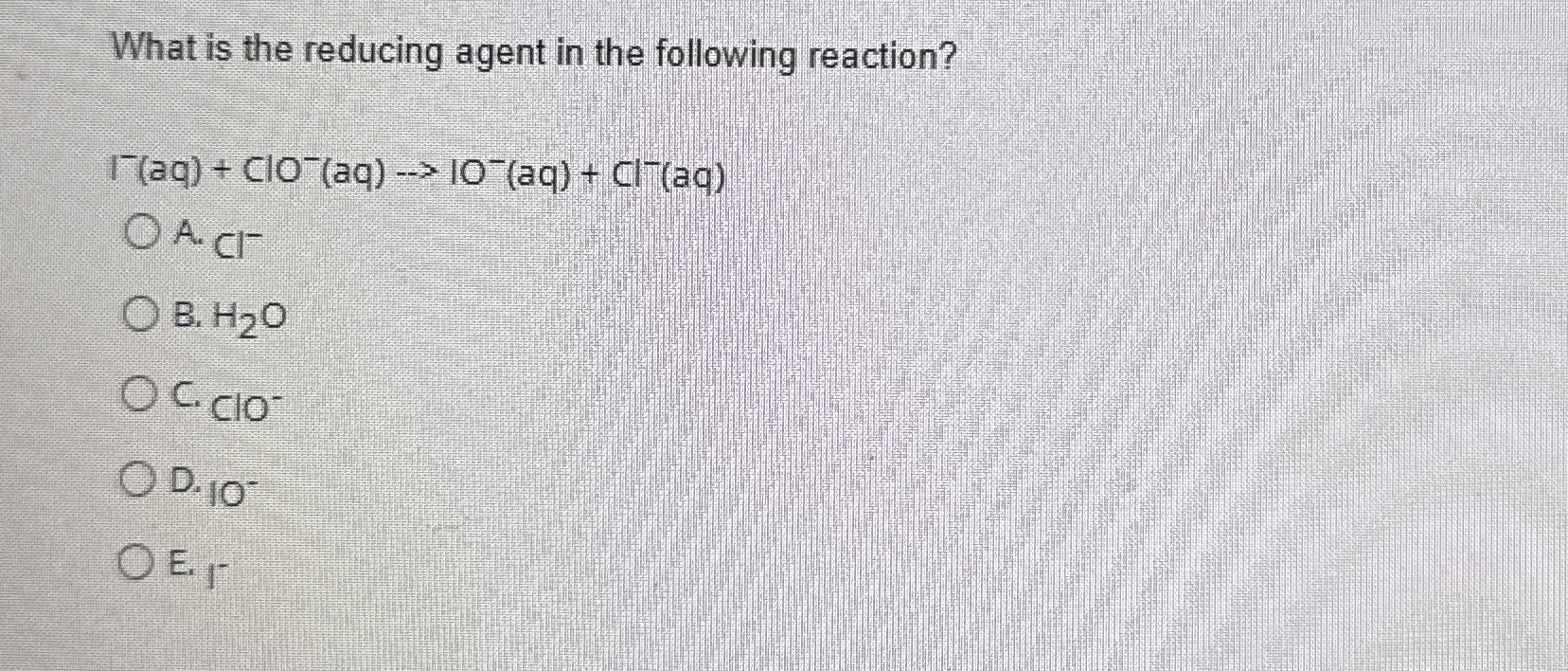 Solved What is the reducing agent in the following | Chegg.com