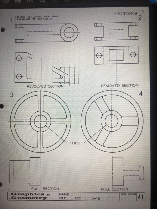Solved SECTIONS COMPLETE THE SECTIONAL VIEWS BELOW AS | Chegg.com