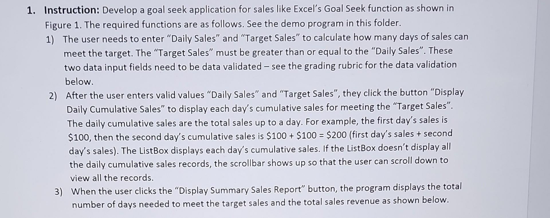 Solved 1. Instruction: Develop a goal seek application for | Chegg.com
