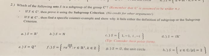 Solved 2.) Which of the following sets S is a subgroup of | Chegg.com
