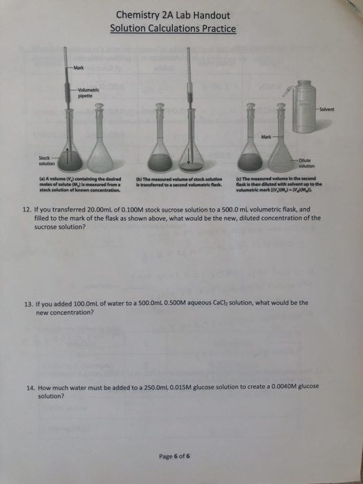 Solved Chemistry 2A Lab Handout Solution Calculations | Chegg.com