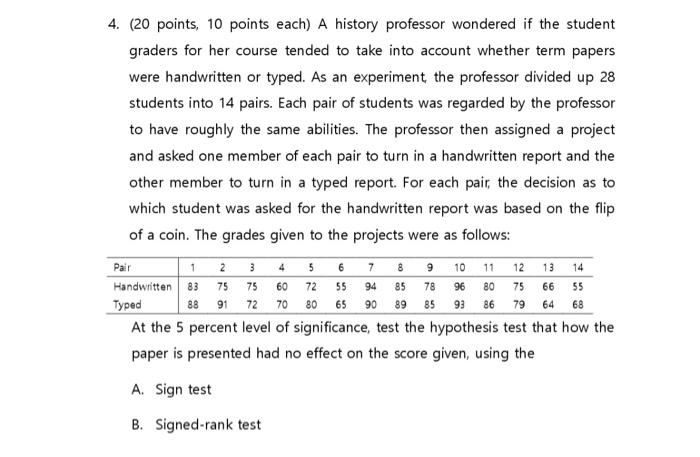 Solved 4. (20 points, 10 points each) A history professor | Chegg.com Solved 4. (20 points, 10 points each) A history professor | Chegg.com