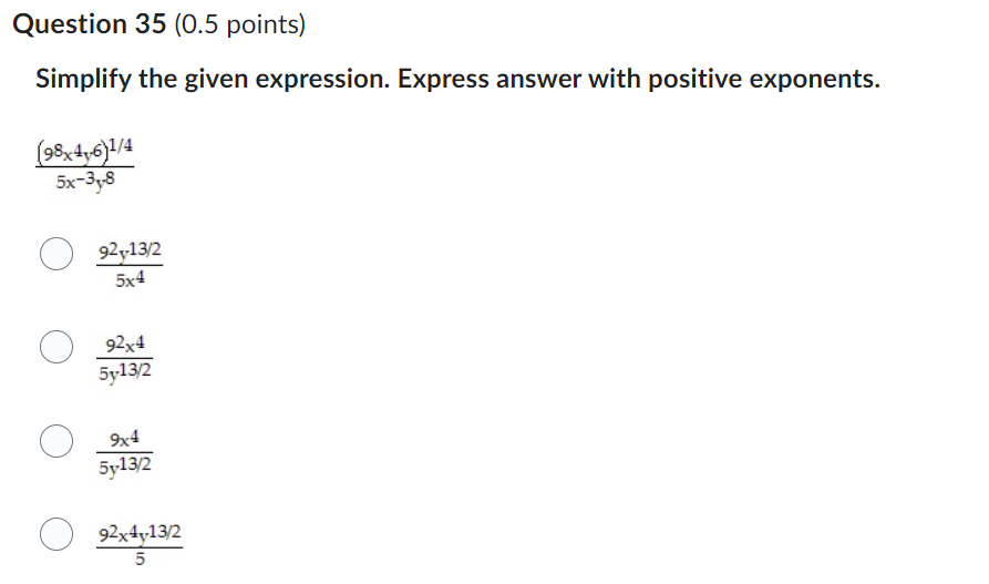 Solved Question 35 ( 0.5 ﻿points)Simplify the given | Chegg.com