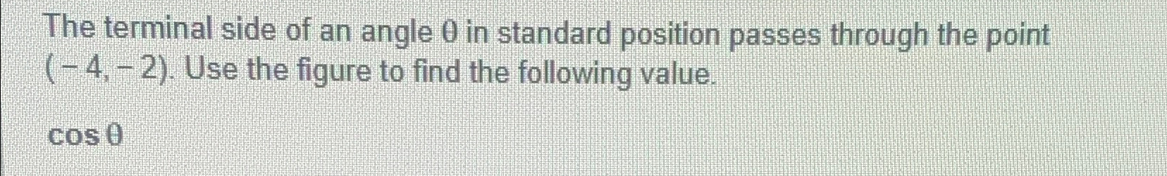 Solved The terminal side of an angle θ ﻿in standard position | Chegg.com