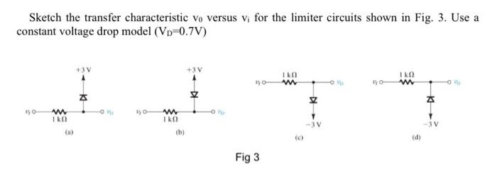 Solved Sketch the transfer characteristic Vo versus vi for | Chegg.com