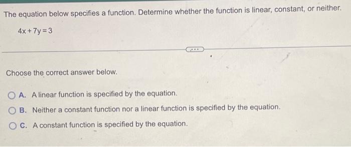 Solved The equation below specifies a function. Determine | Chegg.com