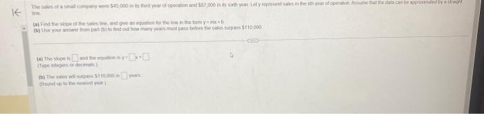 Solved the (a) the siope in and the equatem ky= (Thpe | Chegg.com