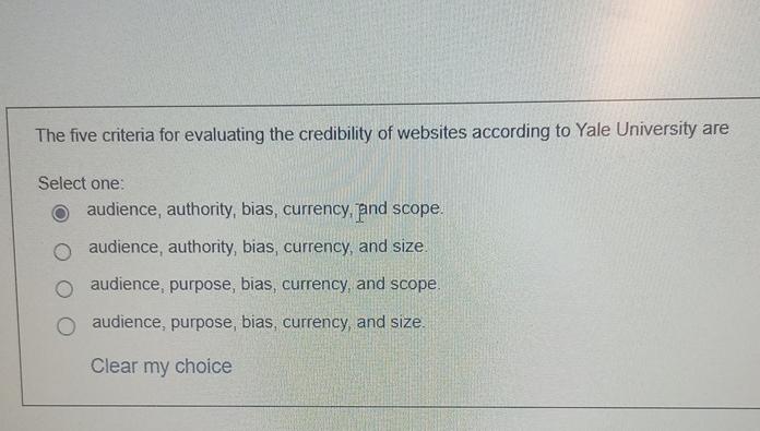 Solved The five criteria for evaluating the credibility of | Chegg.com