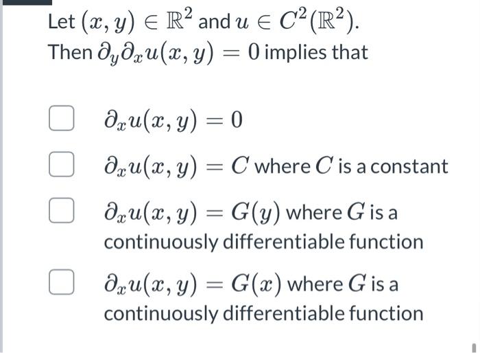 Solved Let (x, y) E R2 and u € C2(R2). Є Then a, a, u(x, y) | Chegg.com