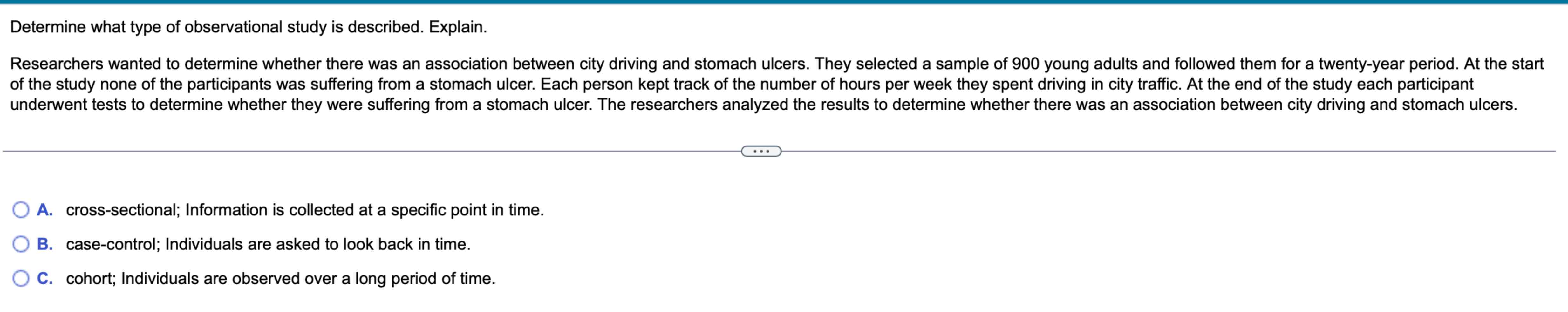 Solved Determine what type of observational study is | Chegg.com