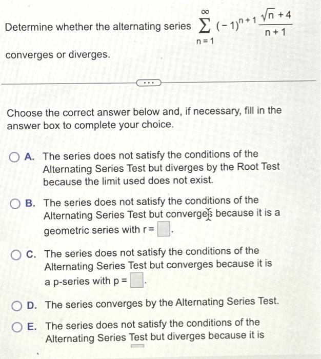 Solved Determine whether the alternating series | Chegg.com