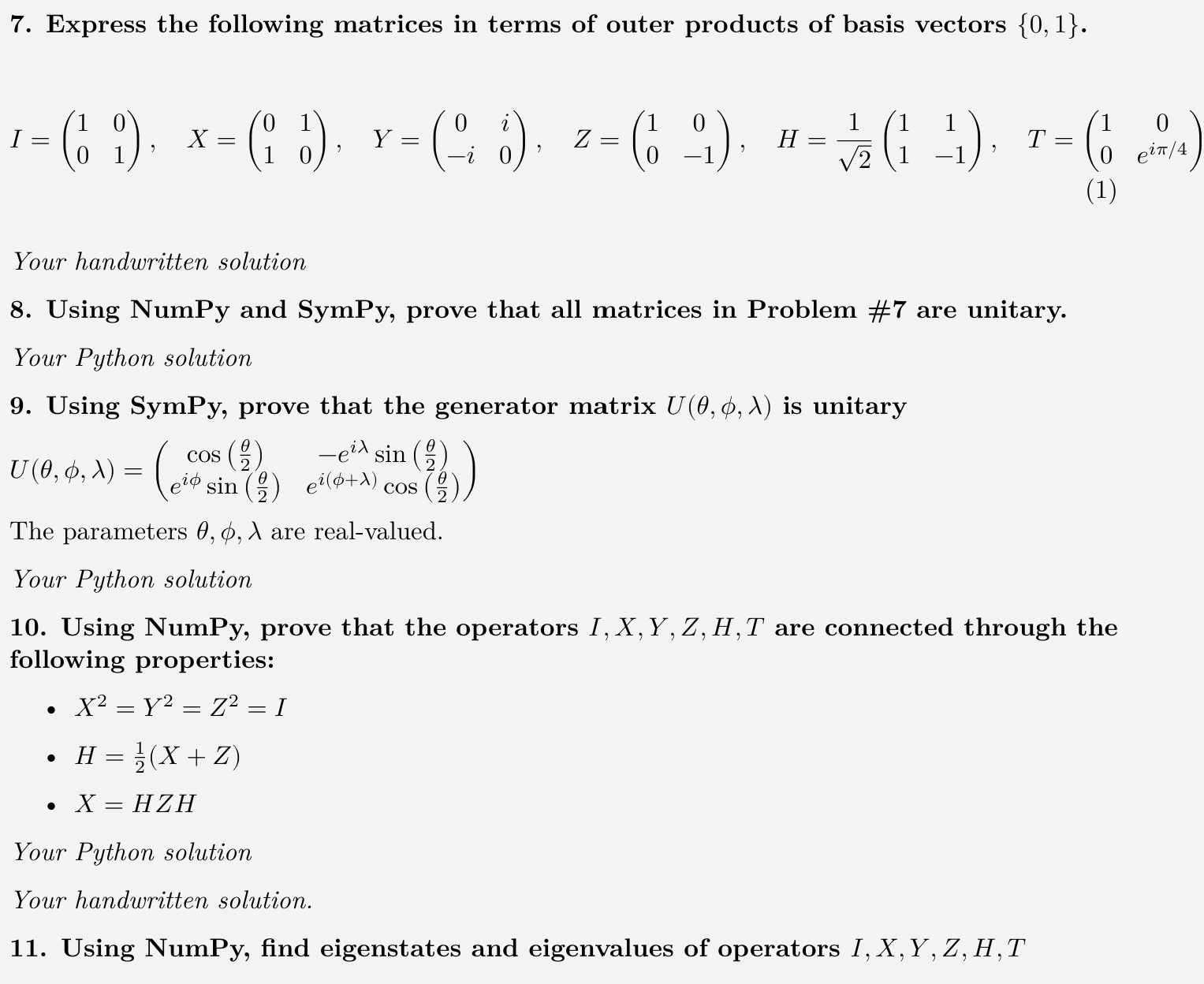 Solved Express the following matrices in terms of outer | Chegg.com