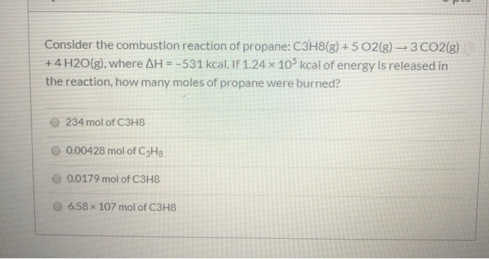 Solved Consider the combustion reaction of propane: C3H8(g) | Chegg.com
