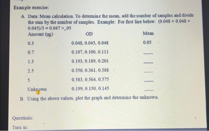Solved A. Data: Mean calculation. To determine the mean, add | Chegg.com