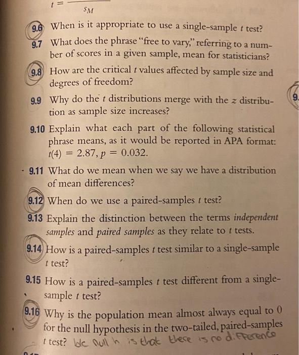 Solved SM 9 9 6 When Is It Appropriate To Use A Chegg