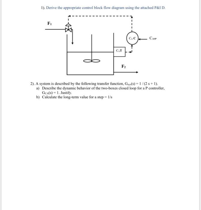 Solved 1 Derive The Appropriate Control Block Flow Diagram 5927