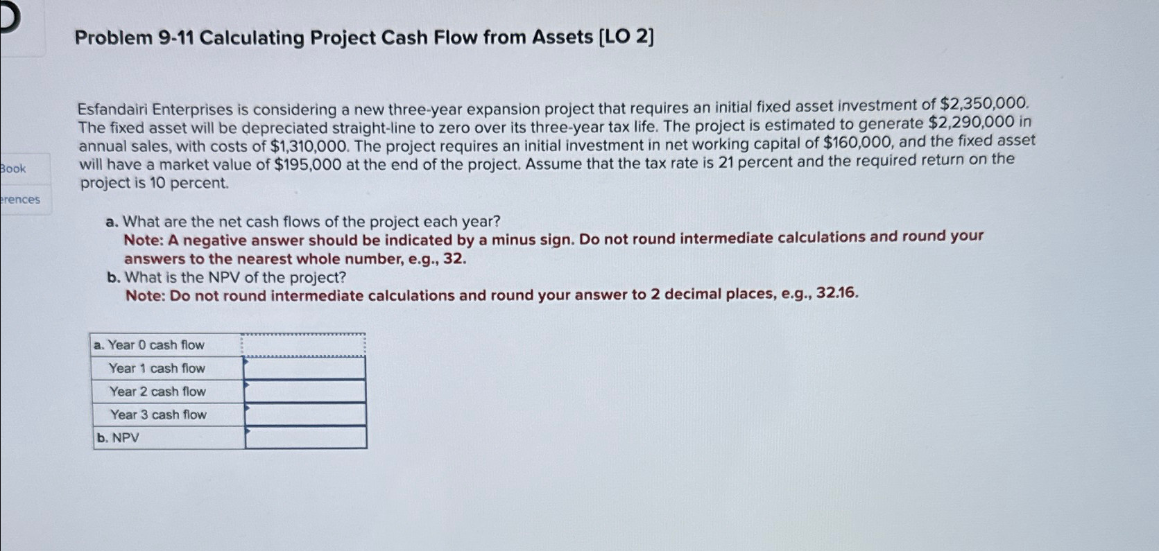 Solved Problem 9-11 ﻿Calculating Project Cash Flow from | Chegg.com
