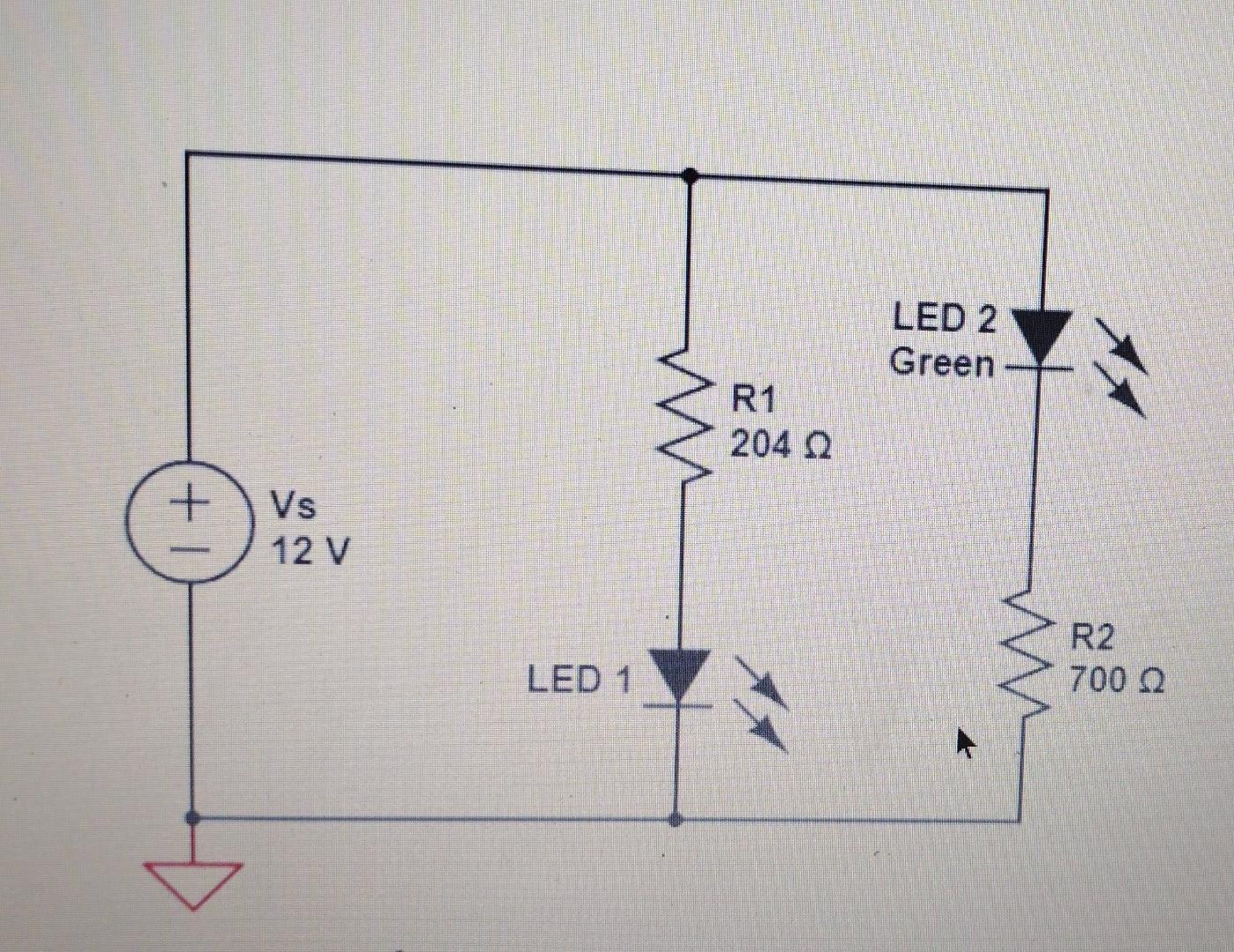 LED color Forward voltage Red 1.8 V Yellow 2.1V Green | Chegg.com