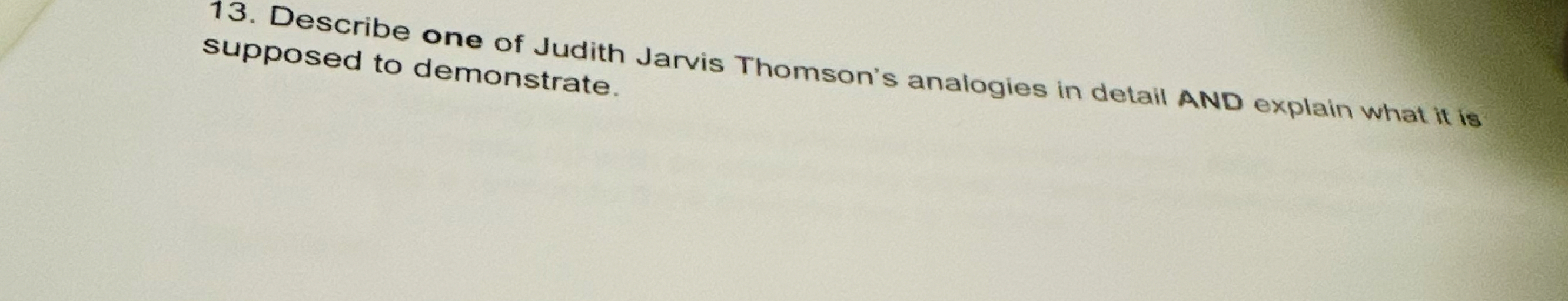 Solved Describe one of Judith Jarvis Thomson's analogies in | Chegg.com