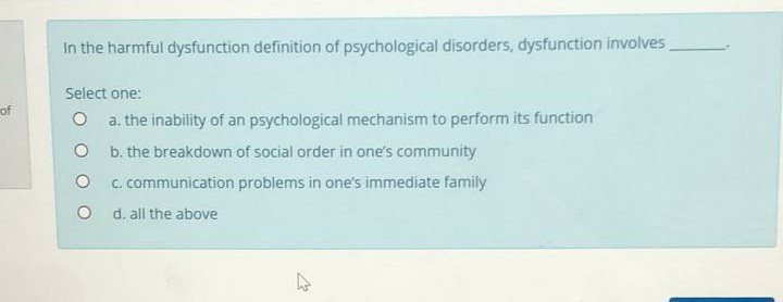 Solved In the harmful dysfunction definition of | Chegg.com