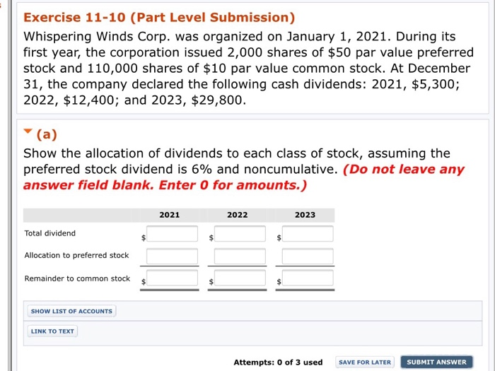 Solved Exercise 11-10 (Part Level Submission) Whispering | Chegg.com