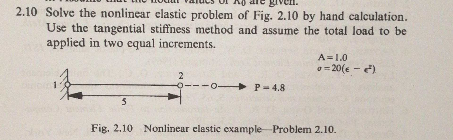 Solved given. 2.10 Solve the nonlinear elastic problem of | Chegg.com