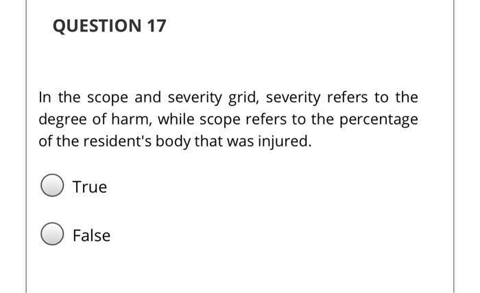 Solved QUESTION 19 The Scope and Severity Grid refers to | Chegg.com