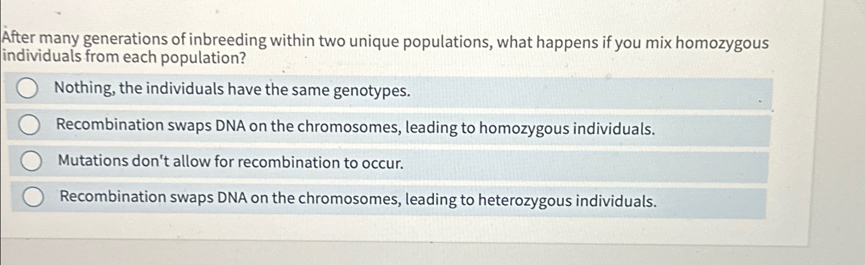 Solved After many generations of inbreeding within two | Chegg.com
