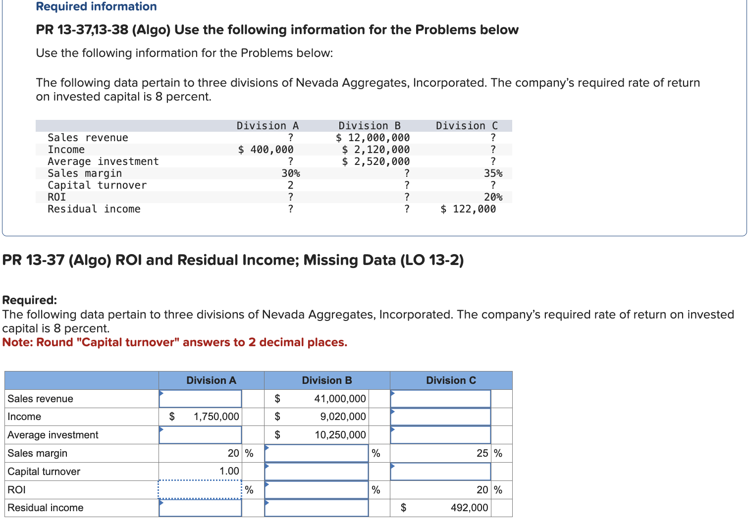Solved Required informationPR 13-37,13-38 (Algo) ﻿Use the | Chegg.com