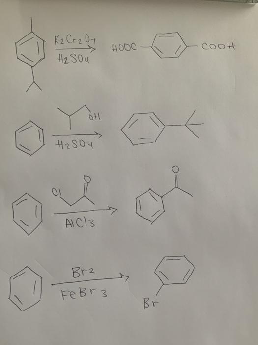 Solved K2Cr2 01 H₂ Sou 4000 соо ОН На 30 ч AlCl3 Br2 Fe Br3 | Chegg.com