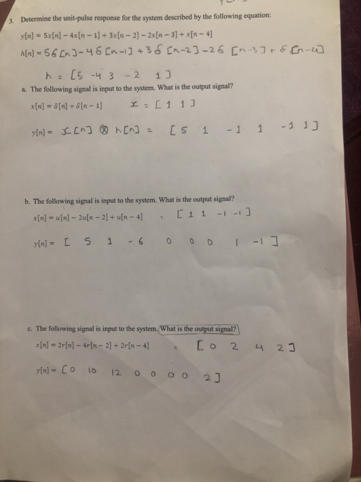 Solved 3. Determine the unit-pulse response for the system | Chegg.com