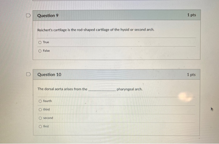Solved Question 9 1 pts Reichert's cartilage is the | Chegg.com