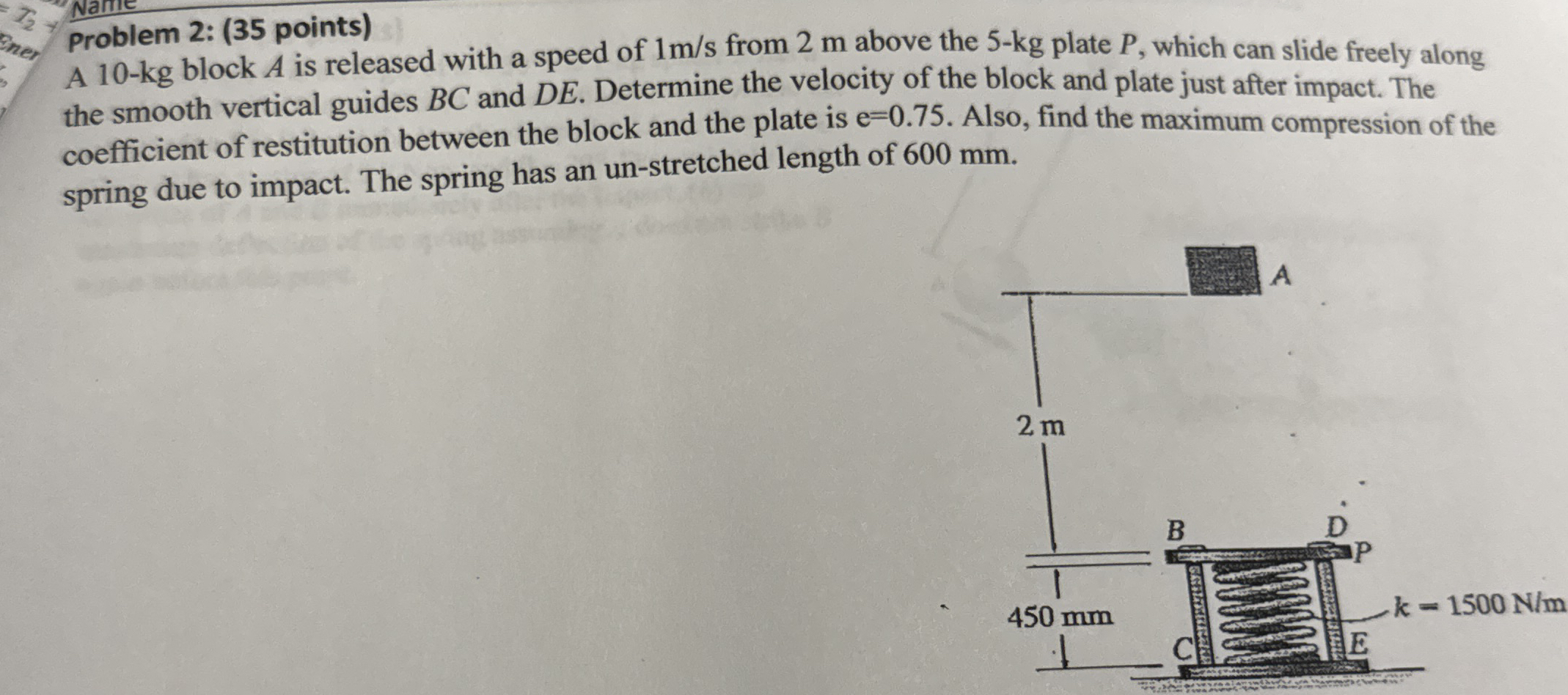Solved Problem 2: (35 ﻿points)A 10-kg ﻿block A ﻿is released | Chegg.com