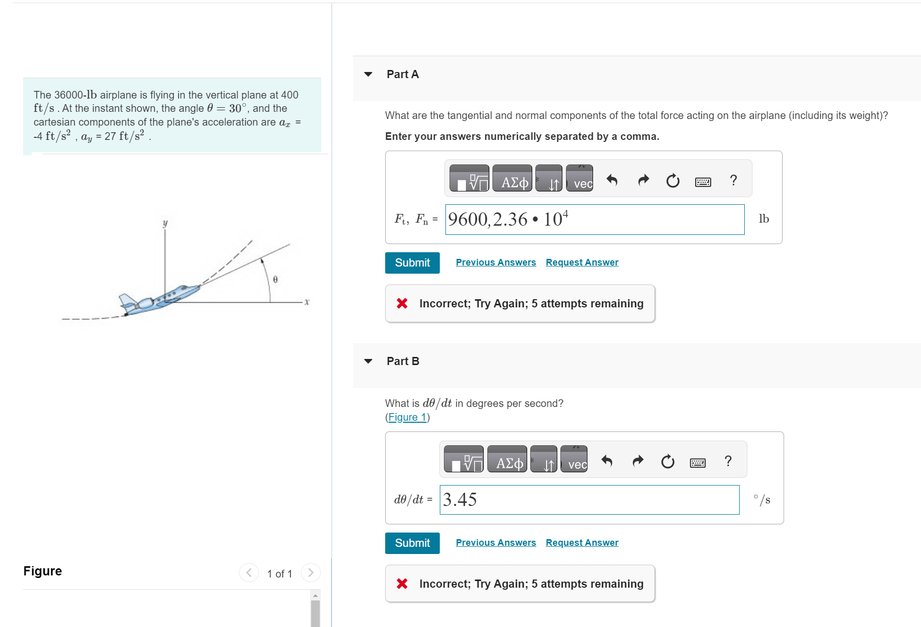 Solved Part AThe 36000 -lb airplane is flying in the | Chegg.com