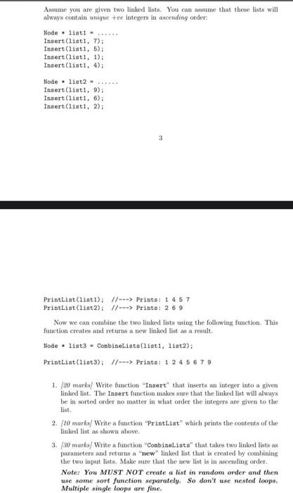 Solved Assume you are given two linked lists. You can assume | Chegg.com