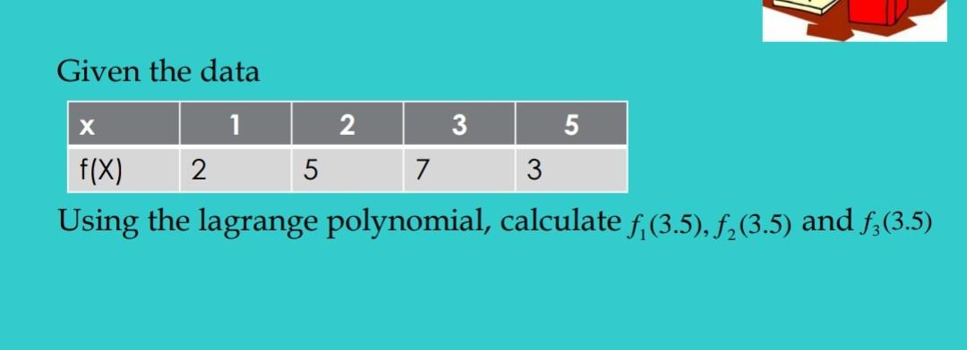Solved Given the data Using the lagrange polynomial, | Chegg.com