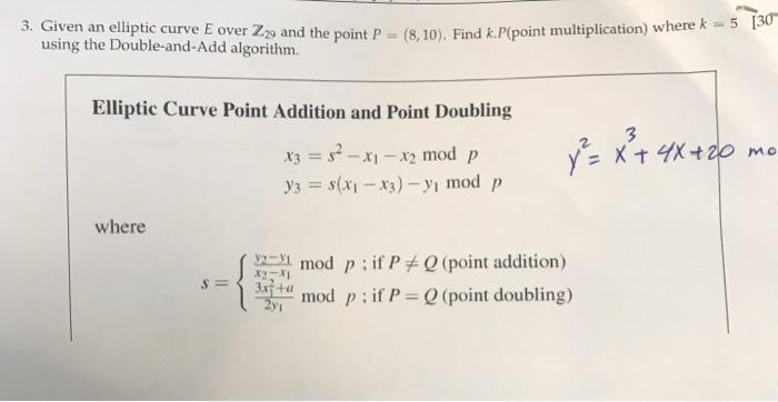 Solved Given an elliptic curve E over Z29 and the point | Chegg.com