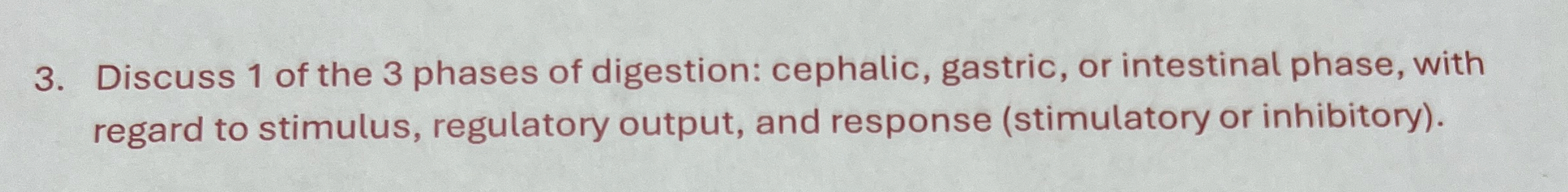 Solved Discuss 1 ﻿of the 3 ﻿phases of digestion: cephalic, | Chegg.com
