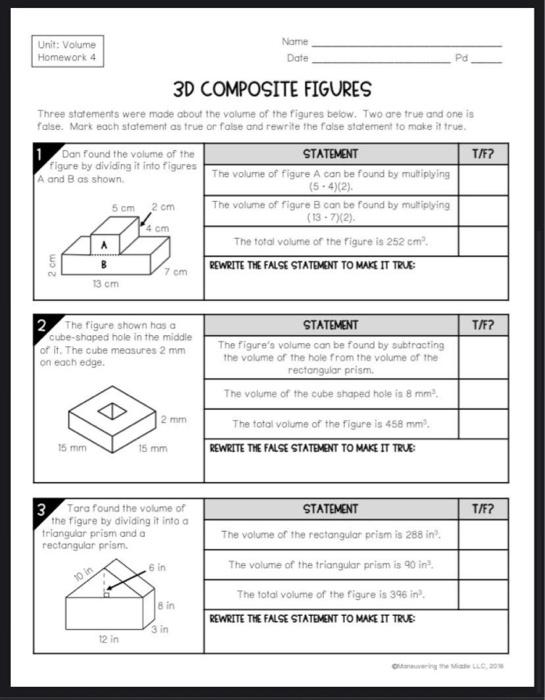 Solved Unit: Volume Homework 4 Name Date Pd 3D COMPOSITE | Chegg.com