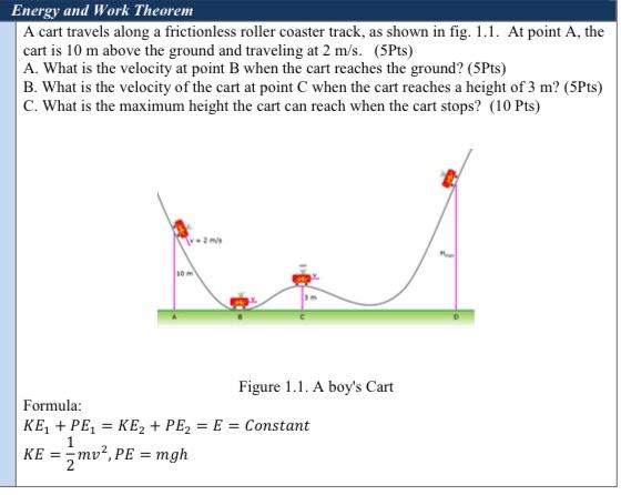 Solved Energy and Work Theorem A cart travels along a | Chegg.com