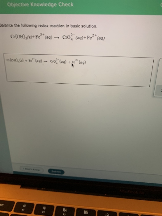 Solved Objective Knowledge Check Balance the following redox | Chegg.com