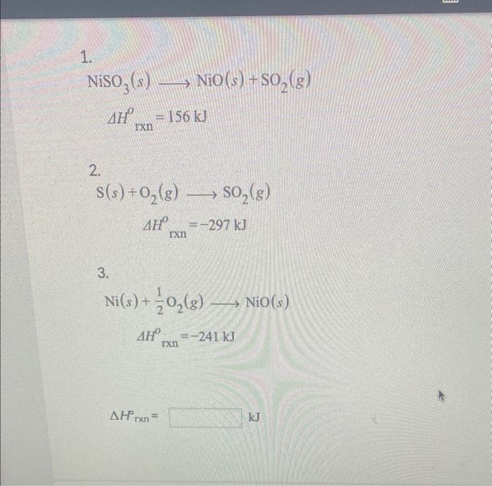Solved Calculate ΔHrxn for the reaction 2Ni(s)+2 | Chegg.com