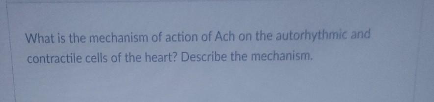 Solved What is the mechanism of action of Ach on the | Chegg.com
