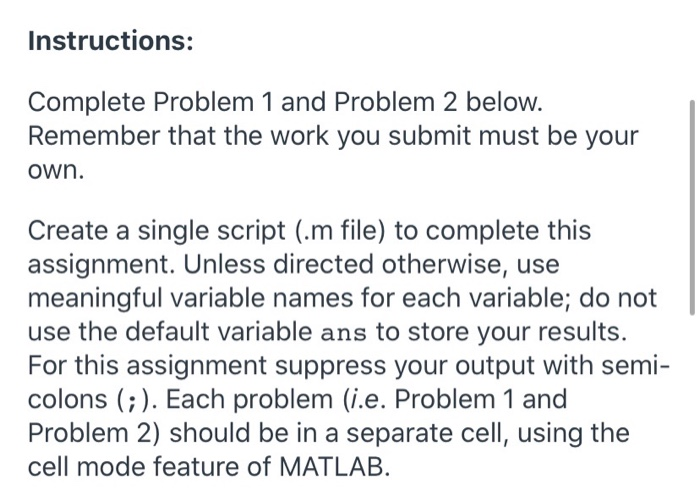 Solved Instructions: Complete Problem 1 and Problem 2 below. | Chegg.com