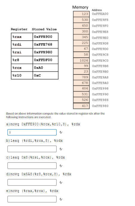 Solved Based on above information compute the value stored | Chegg.com